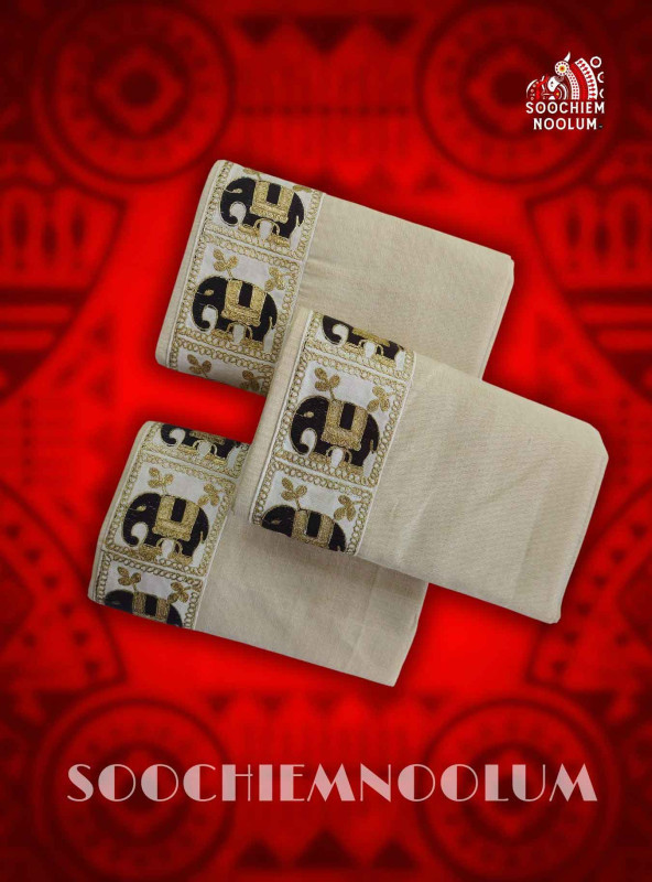 Premium Kasavu Designer Dhoti | Soochiem Noolum